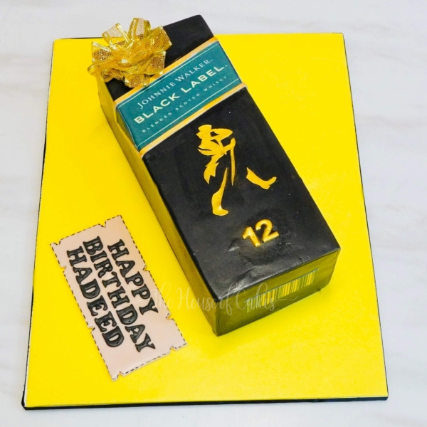 Black Label Johnny Walker whisky bottle cake