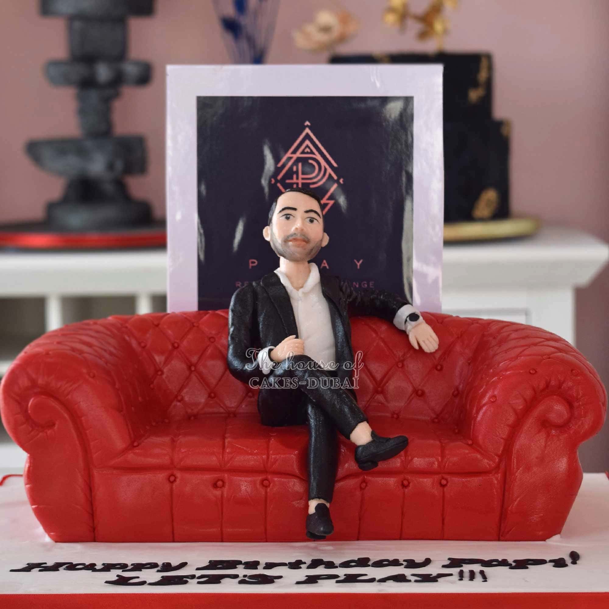 Husband on sofa cake