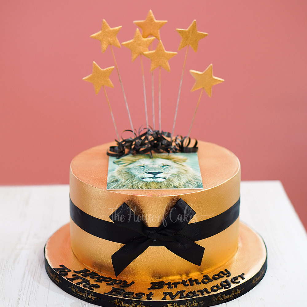 Golden cake with photo