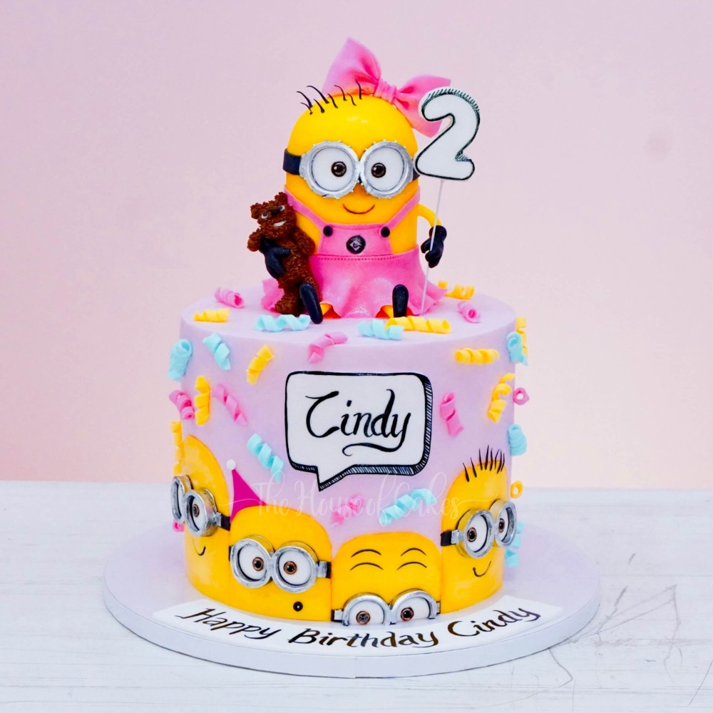 Girl Minion Birthday Cake Cute Kids Special Minion Theme Designer Cake