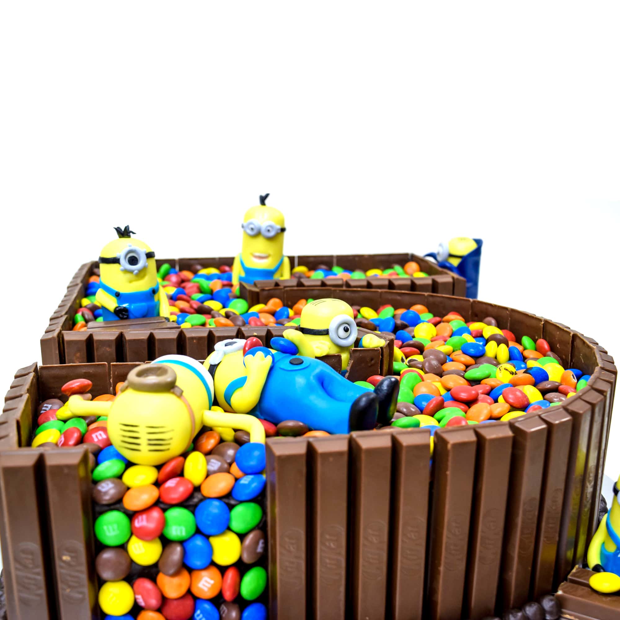Kit Kat M&M's and Minions number shaped cake