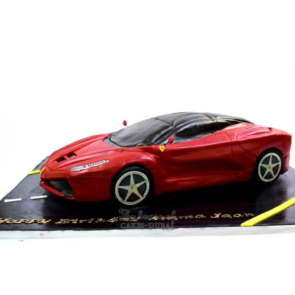 3D car cake Ferrari metallic red | Ferrari Cake in Dubai