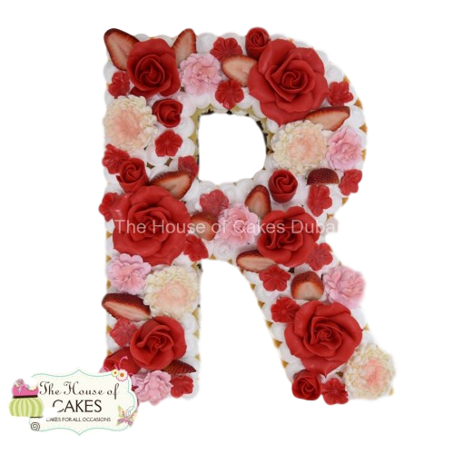 Letter R Cake with Roses