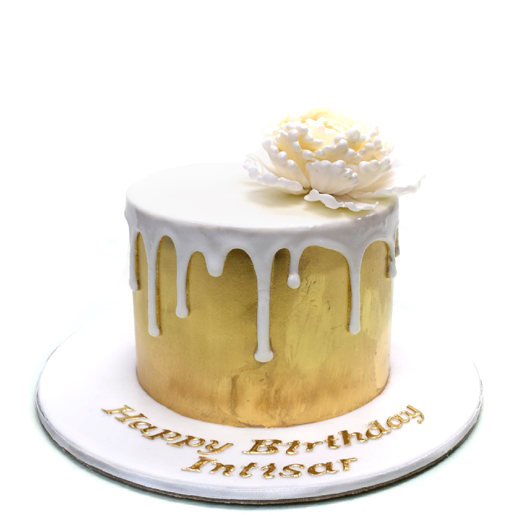 Gold Cake white drip