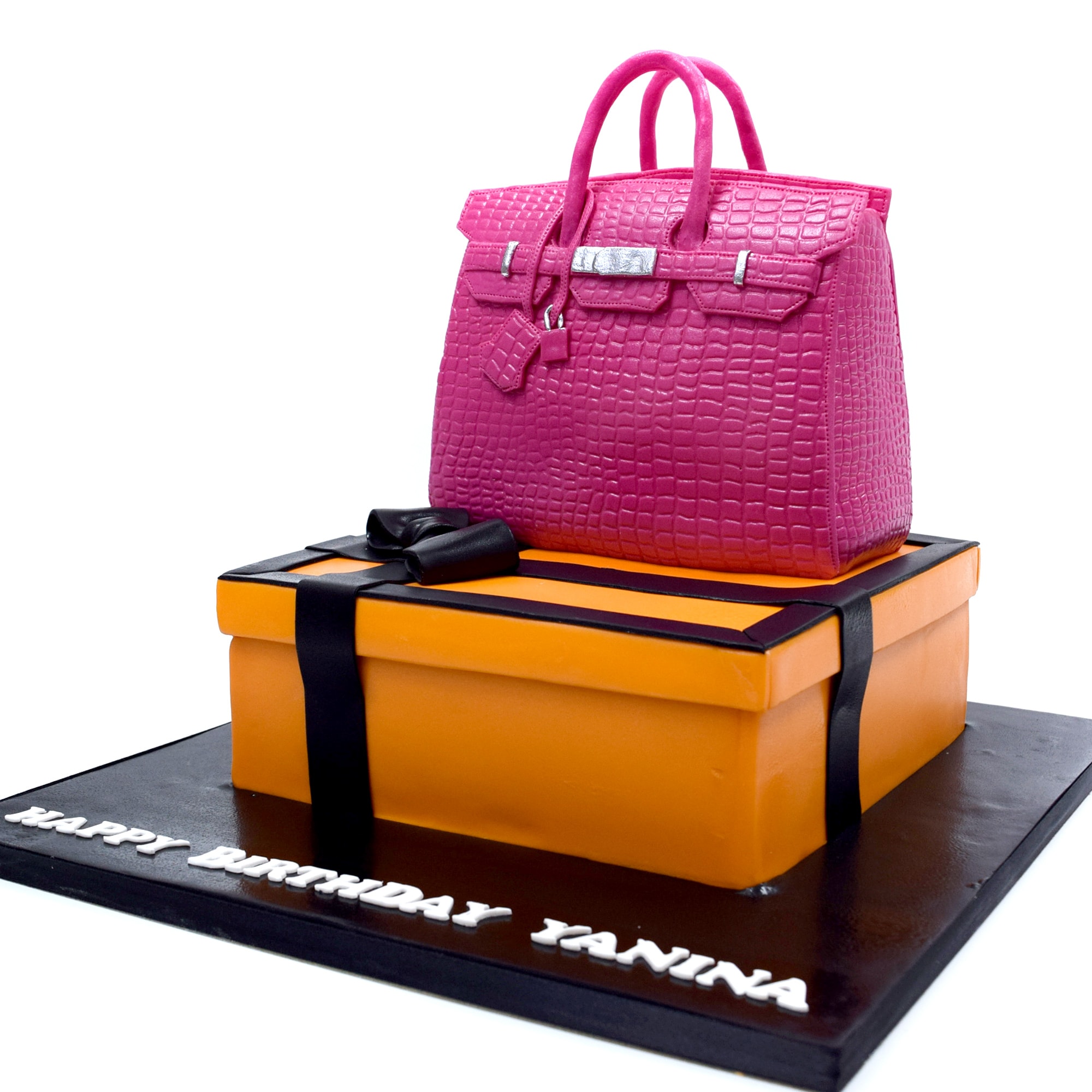 Hermes box and Birkin bag cake