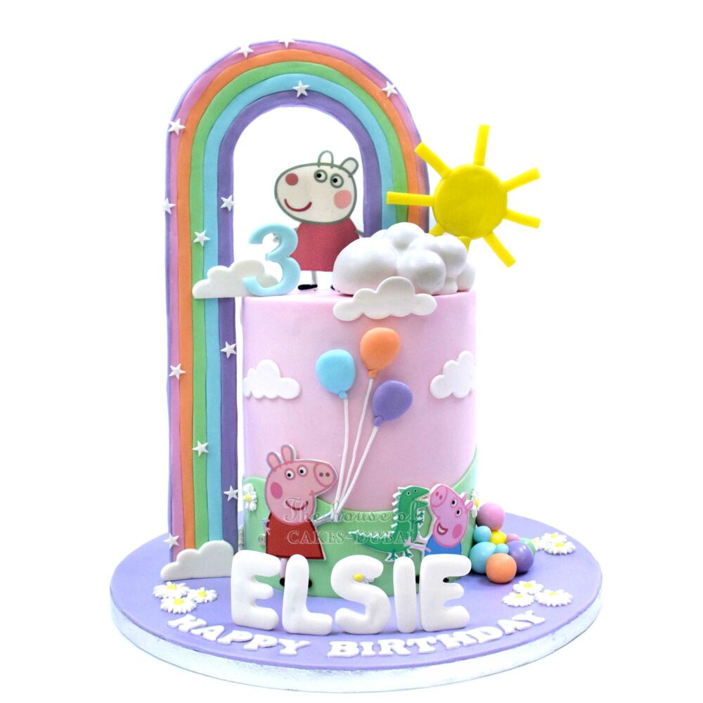 Peppa Pig and rainbow cake