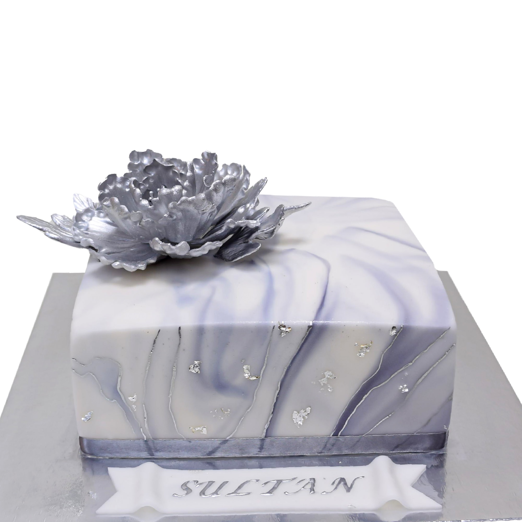 Silver marble cake square
