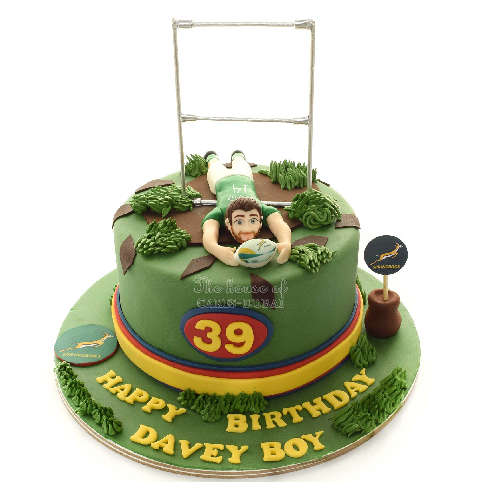 Springboks rugby theme cake - The House of Cakes Dubai
