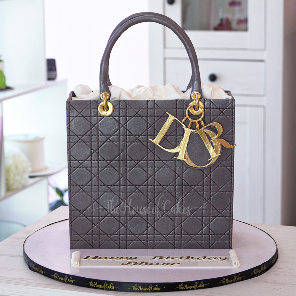 Dior bag cake grey - The House of Cakes Dubai