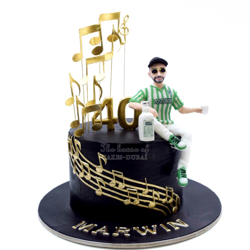 Cake With Men And Musical Notes - The House of Cakes Dubai
