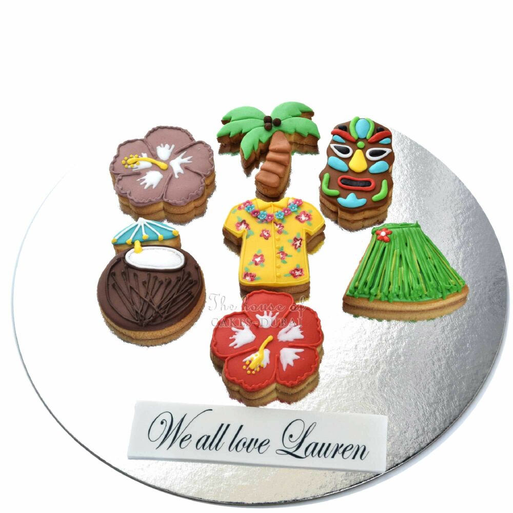 Hawaiian Hula themed cookies - The House of Cakes Dubai