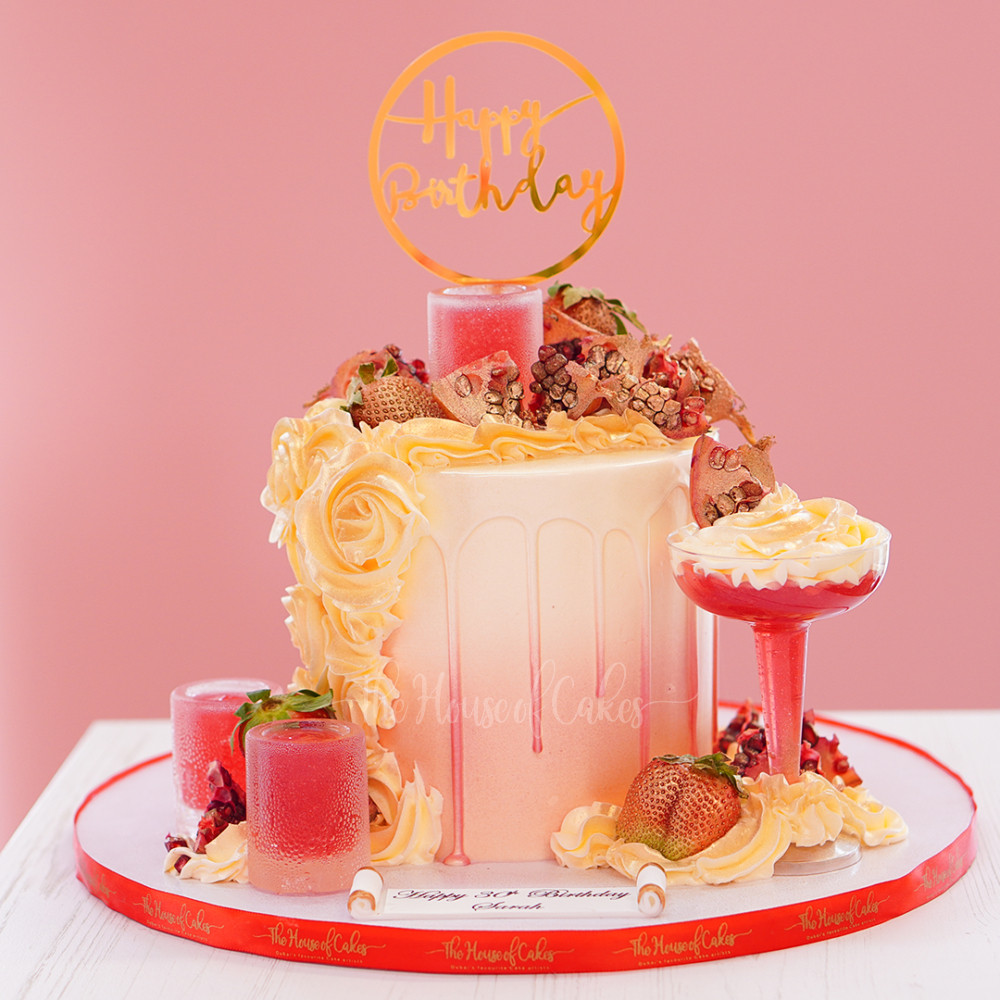 Elegant shots and cocktails theme cake - The House of Cakes Dubai