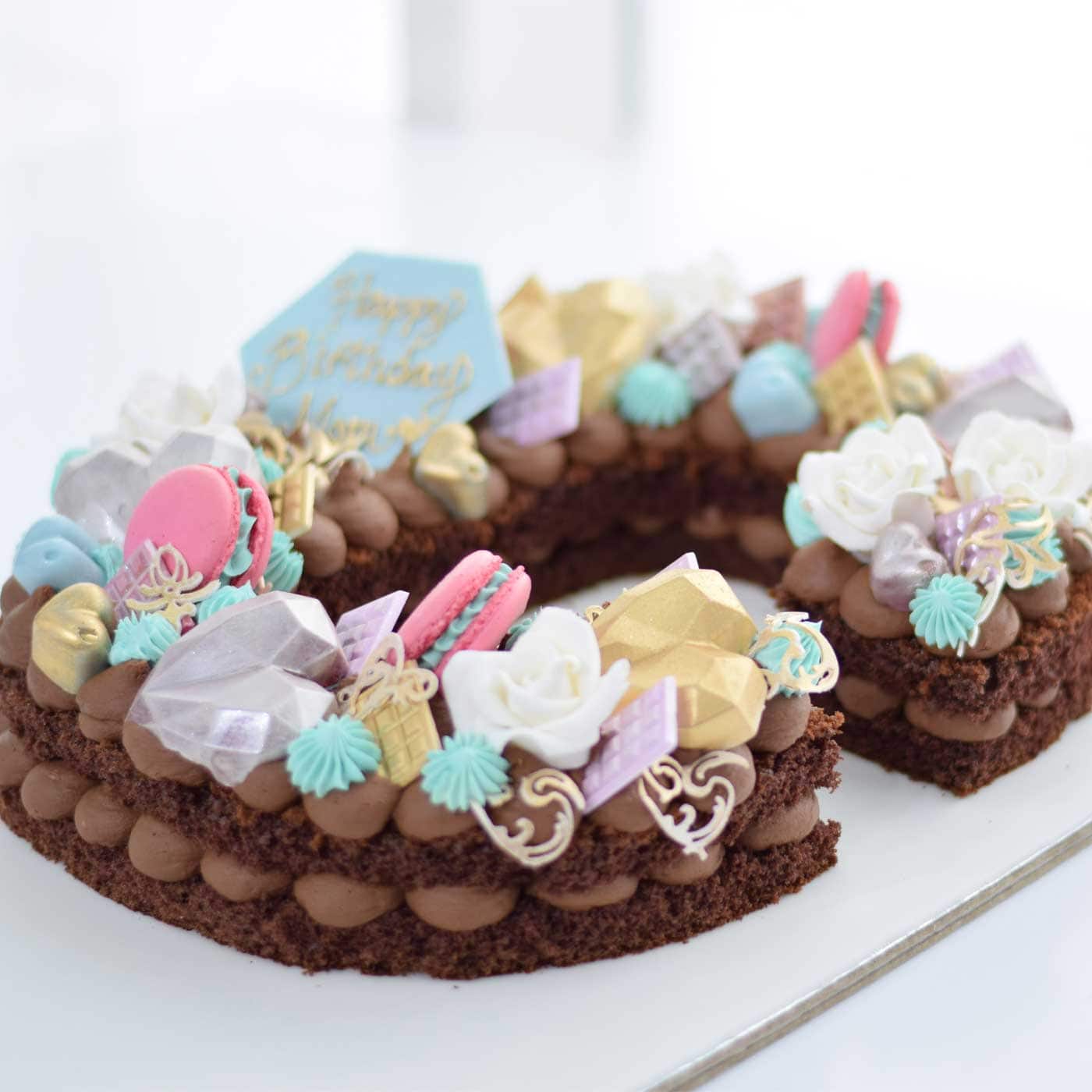 Letter R Cake with Roses