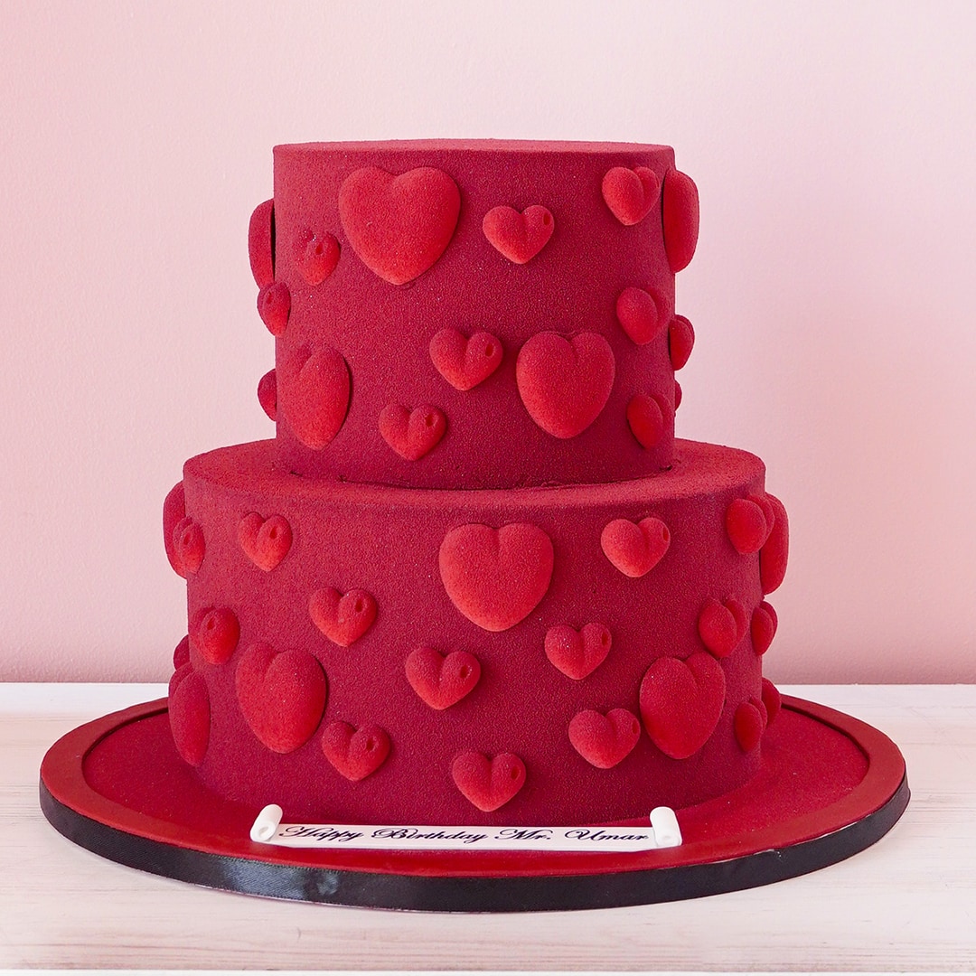 Velvet hearts cake - The House of Cakes Dubai