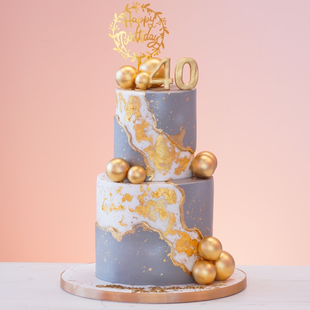 Elegant Gold and Grey Cake in Dubai | House of Cakes Bakery