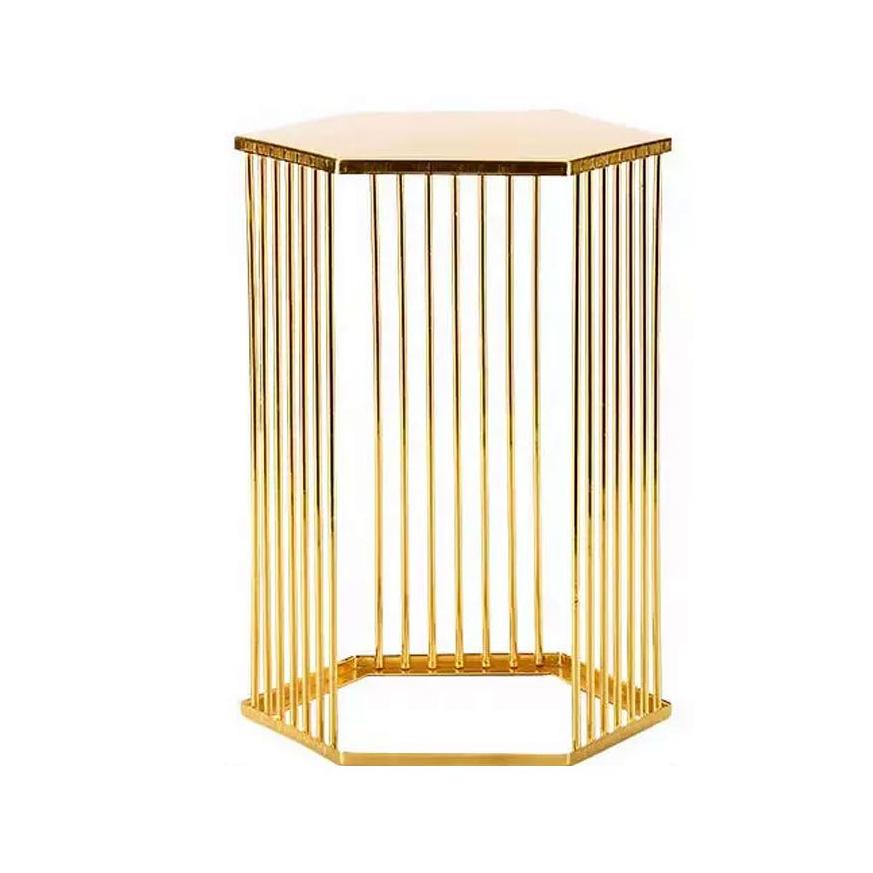 Hexagon Gold Metal Cake Stand 23 cm Tall - The House of Cakes Dubai