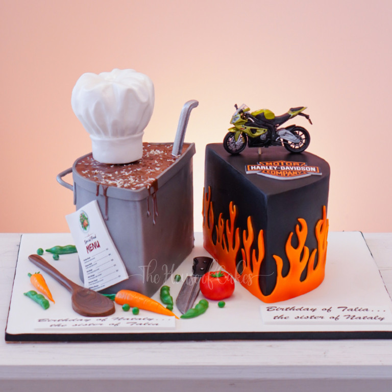 Half Chef Half Harley Davidson Cake - The House of Cakes Dubai