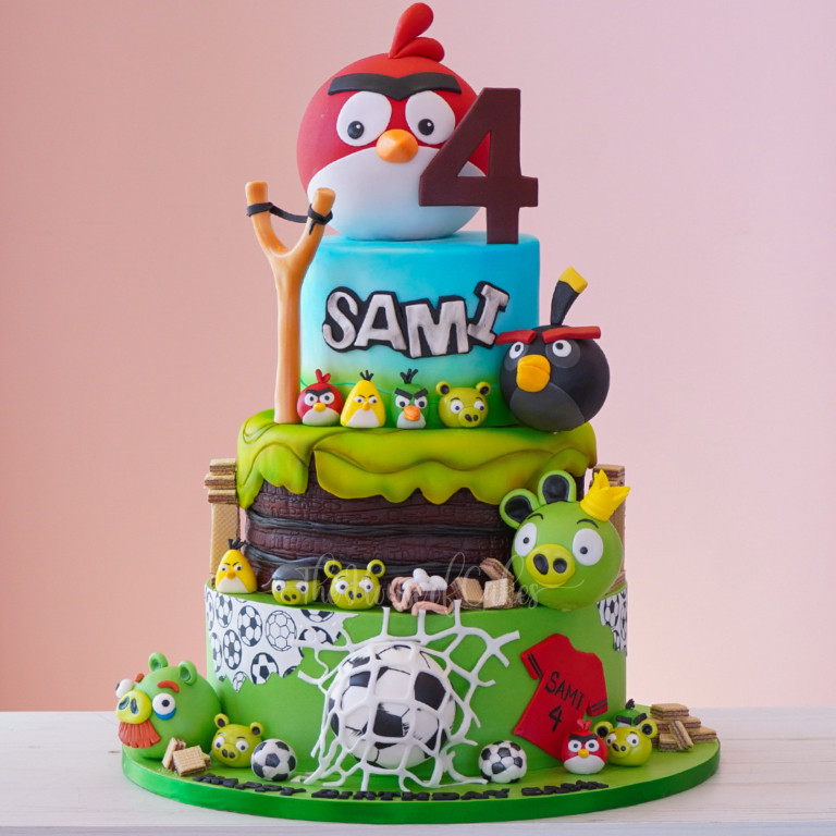 Angry birds and football theme cake - The House of Cakes Dubai