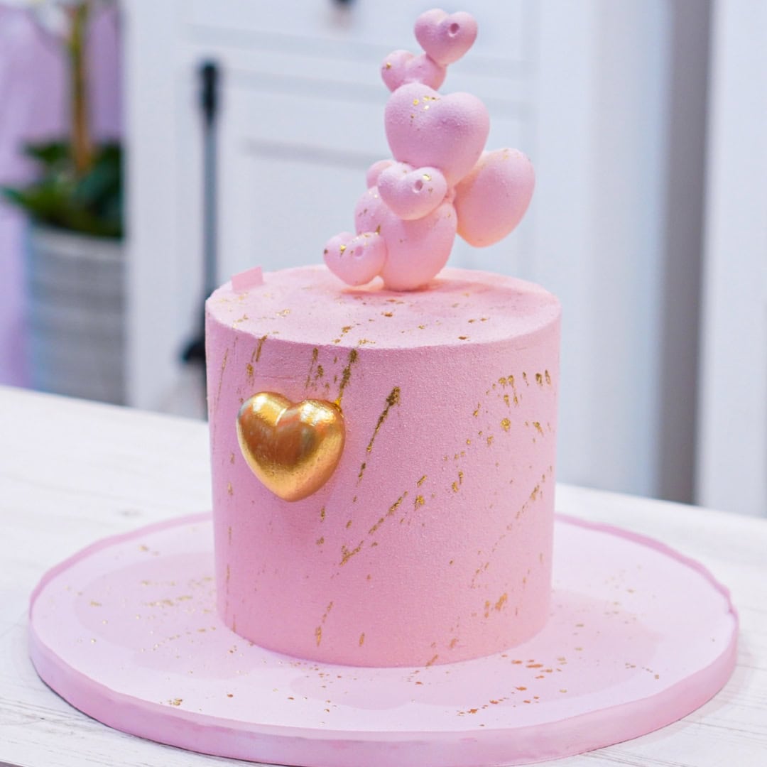 Pink velvet hearts cake - The House of Cakes Dubai