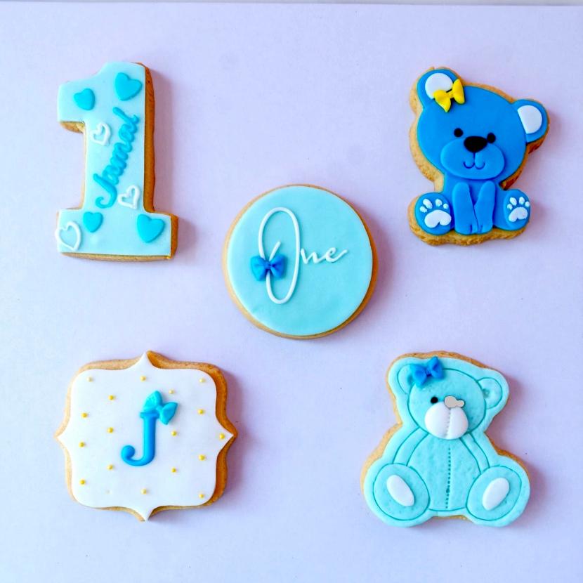 First birthday cookies for boy baby - The House of Cakes Dubai