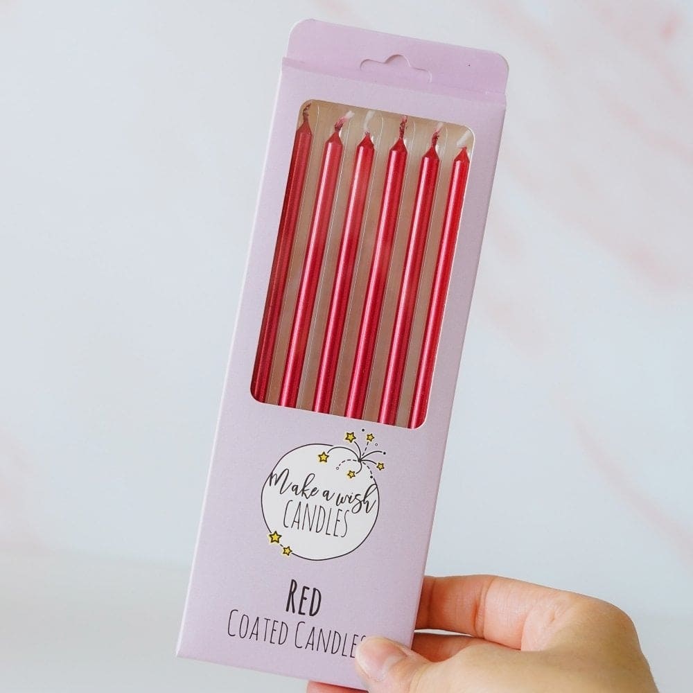 Tall Red Metallic Candles x 6 - Make A Wish Candles - The House of ...