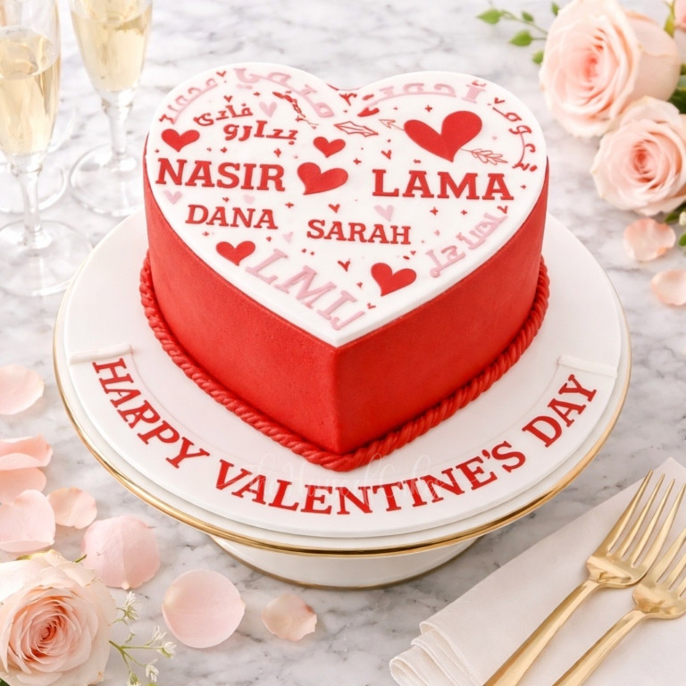 Eternal Love Family Heart Cake - The House of Cakes Dubai